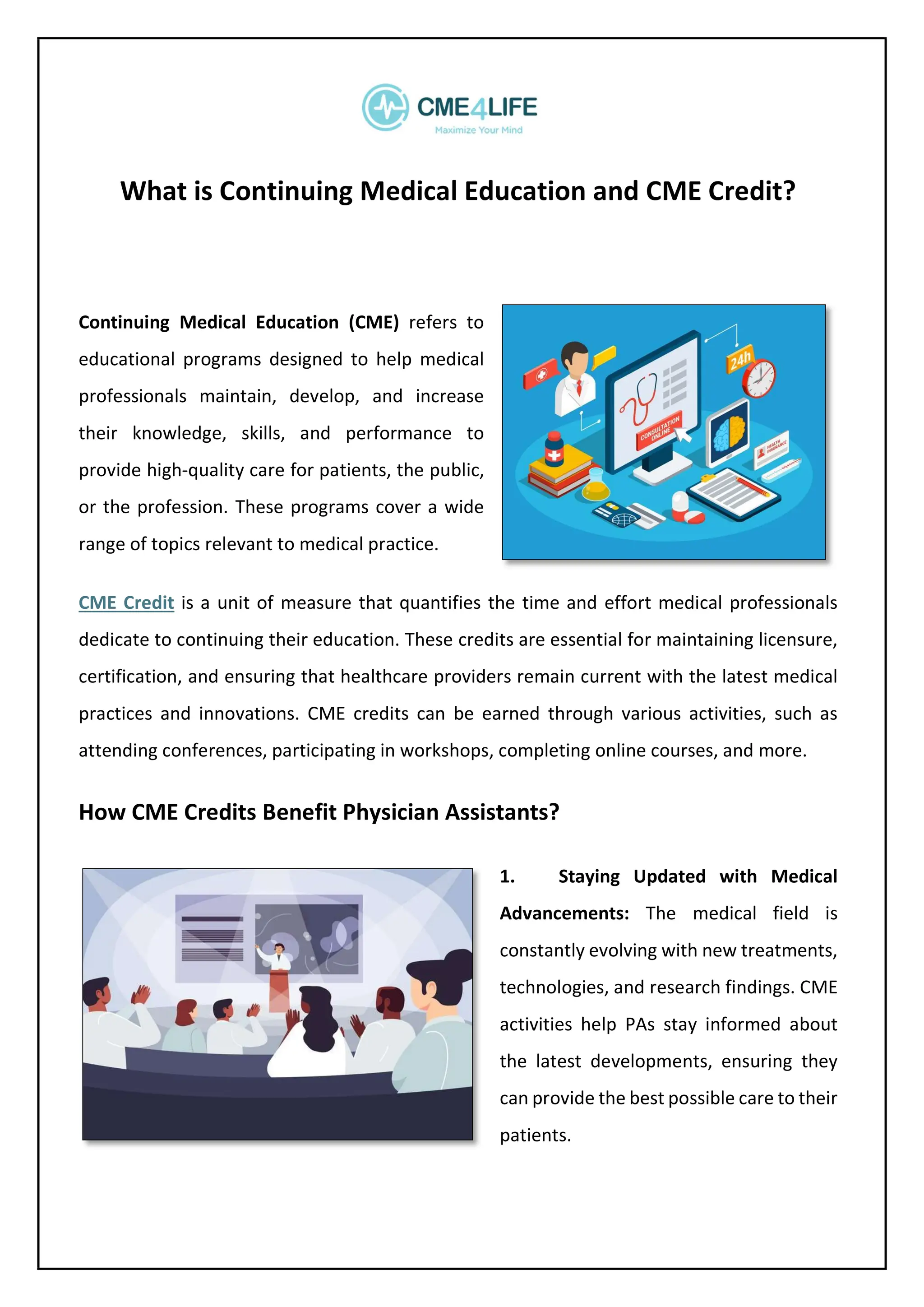 What is Continuing Medical Education and CME Credit | PDF
