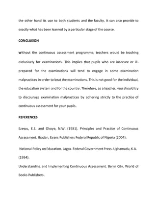 The concept continuous assessment record and its importance | DOCX