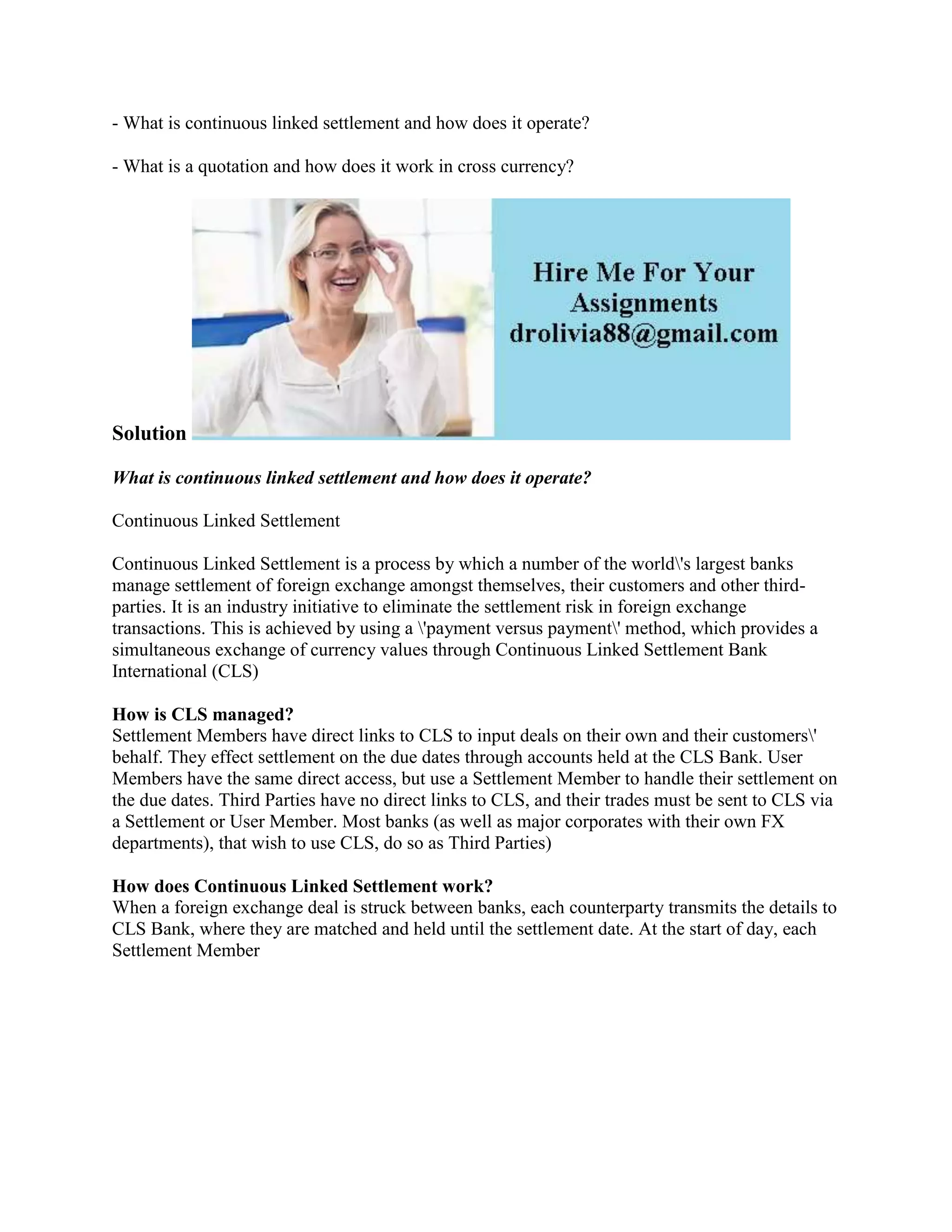 - What is continuous linked settlement and how does it operate- - What.docx