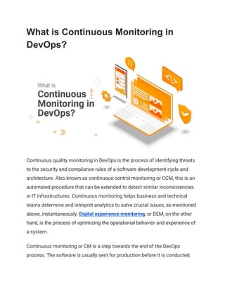 What is Continuous Monitoring in DevOps.pdf | Cloud Computing | Internet