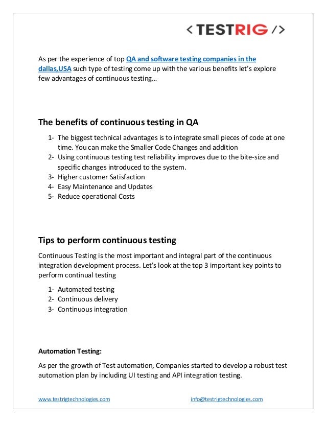 What is continuous testing ways to perform continuous testing | PDF ...