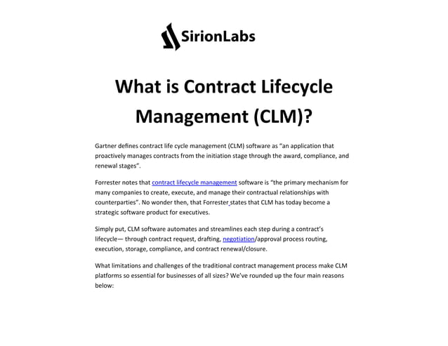 What is Contract Lifecycle Management.pdf | Business | Business and Finance