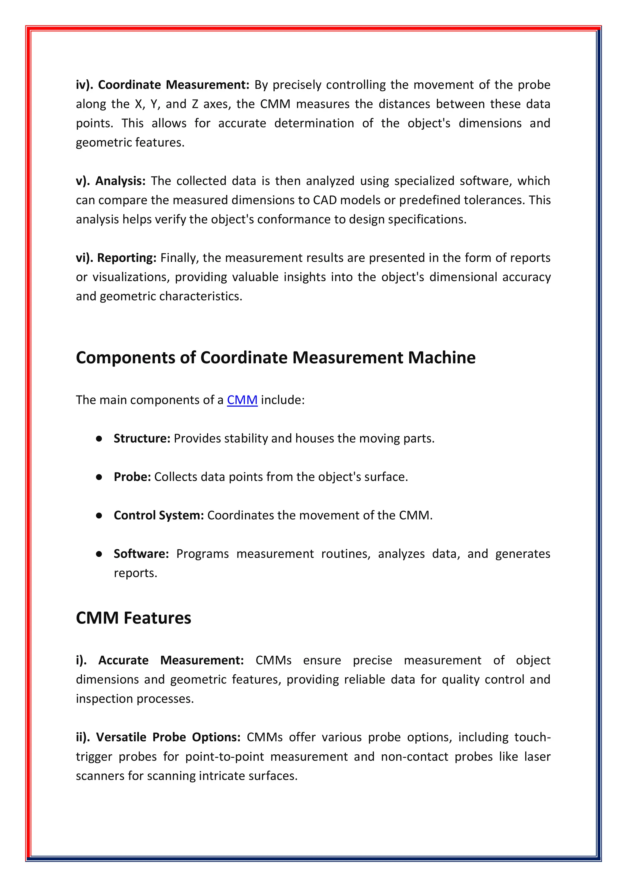 What is Coordinate Measuring Machine? CMM Types, Features, Functions | PDF