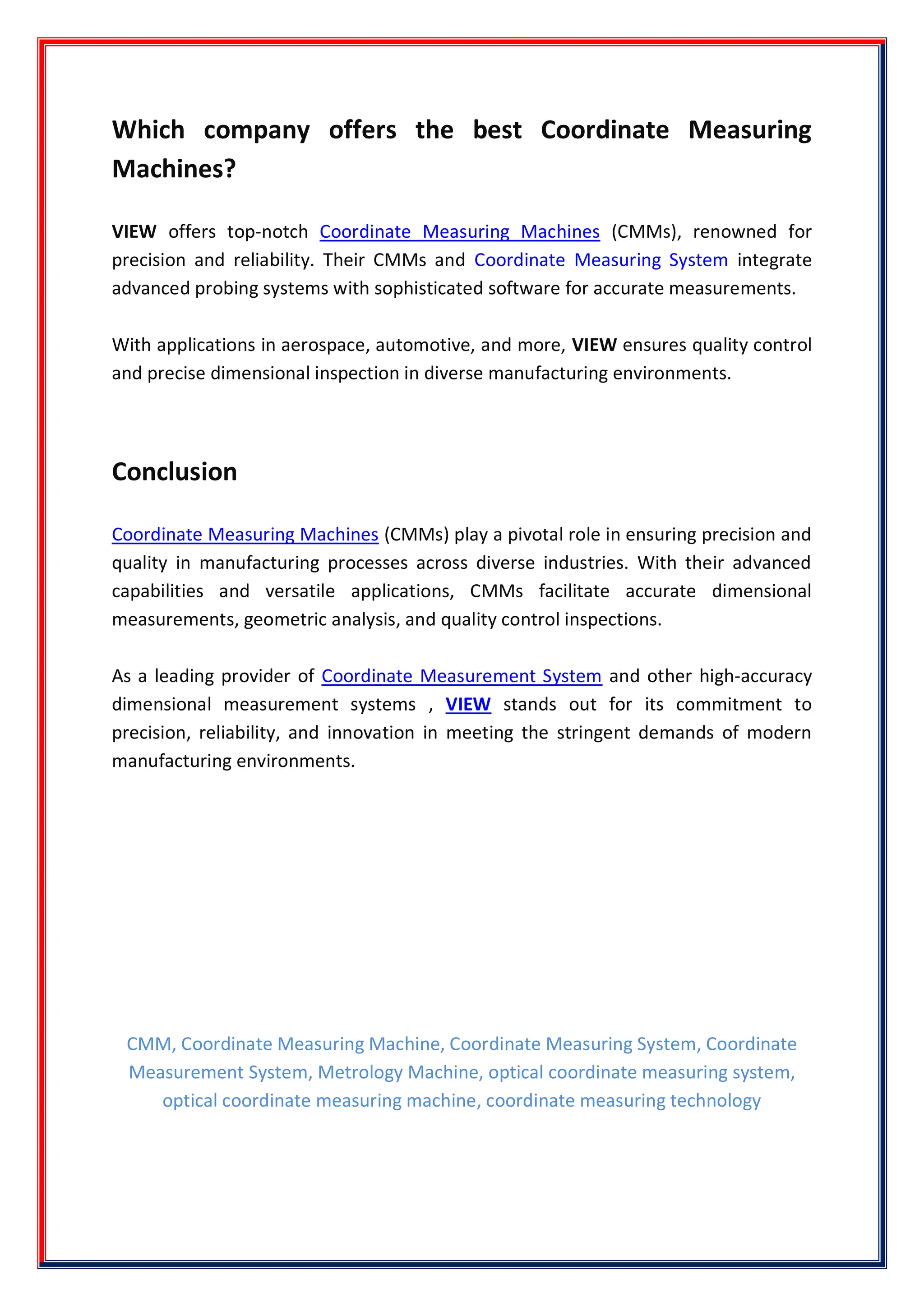 What is Coordinate Measuring Machine? CMM Types, Features, Functions | PDF