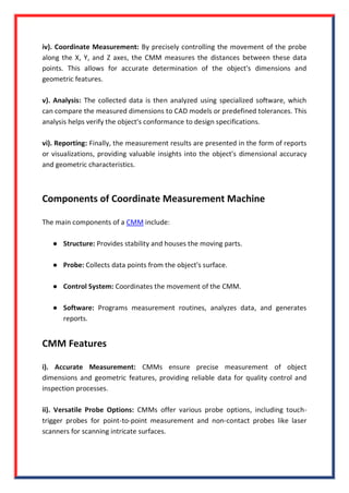 What is Coordinate Measuring Machine? CMM Types, Features, Functions | PDF