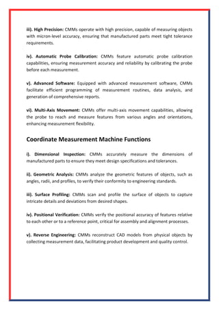 What is Coordinate Measuring Machine? CMM Types, Features, Functions | PDF