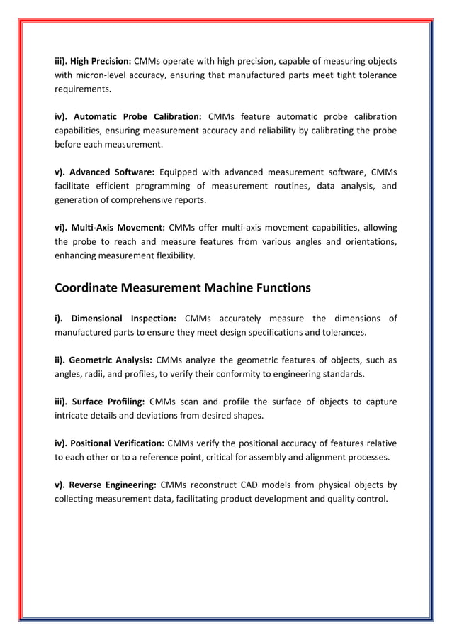 What is Coordinate Measuring Machine? CMM Types, Features, Functions ...