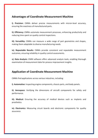 What is Coordinate Measuring Machine? CMM Types, Features, Functions | PDF