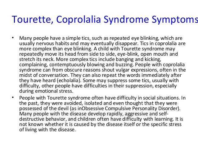 What is coprolalia, tourette’s syndrome