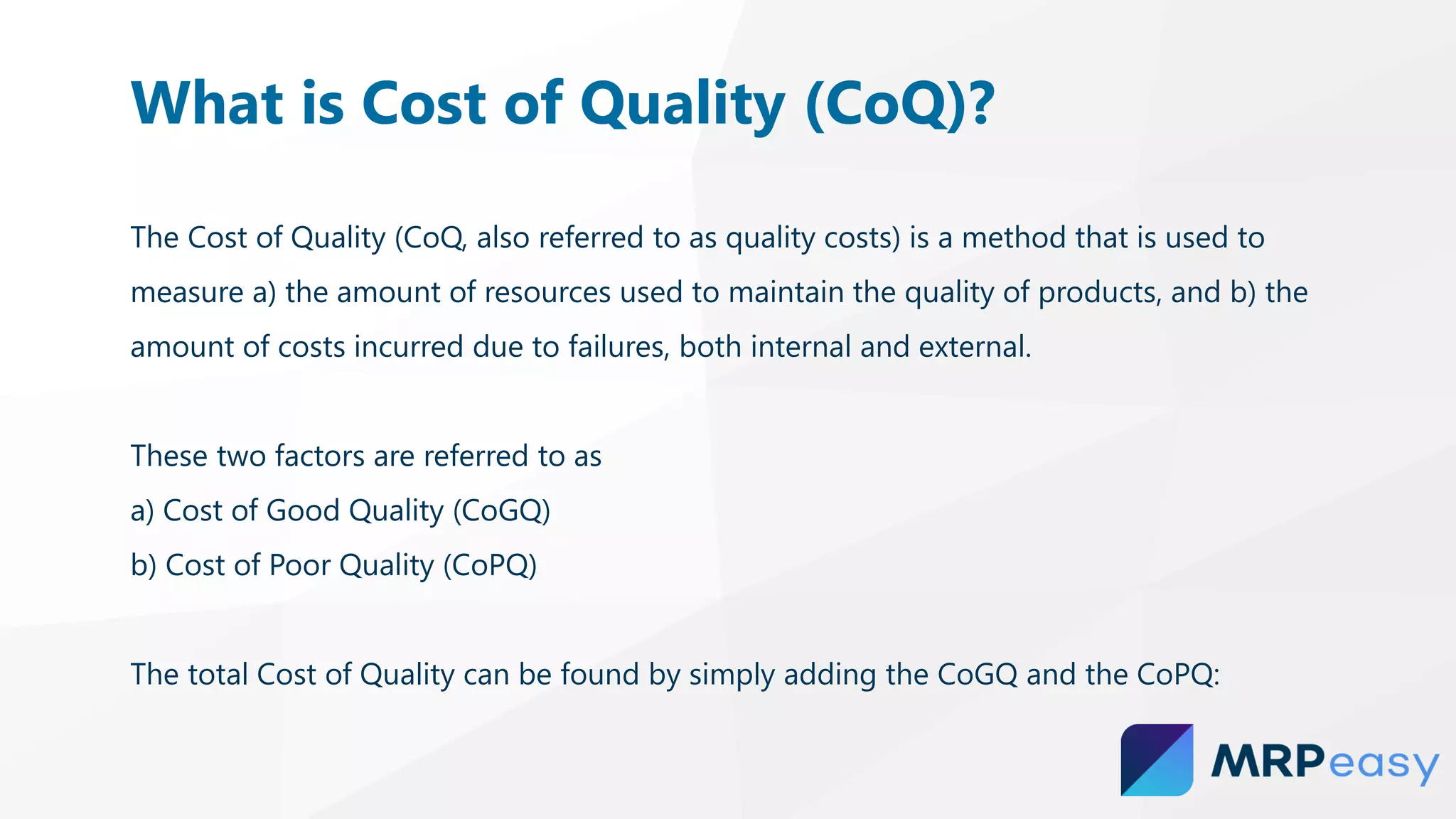 What is cost of quality and how to calculate it | PDF