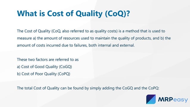 What is cost of quality and how to calculate it | PPT