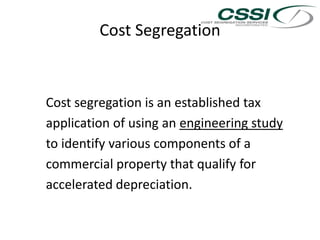 What Is Cost Segregation | PPTX