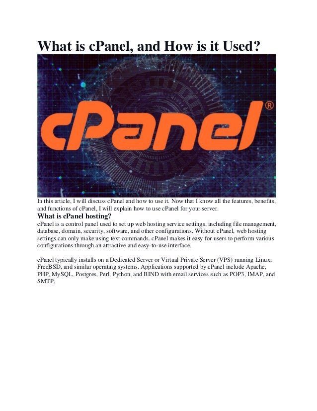 What is cPanel and how is it used.pdf