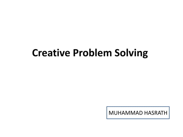 Creative problem solving | PPT