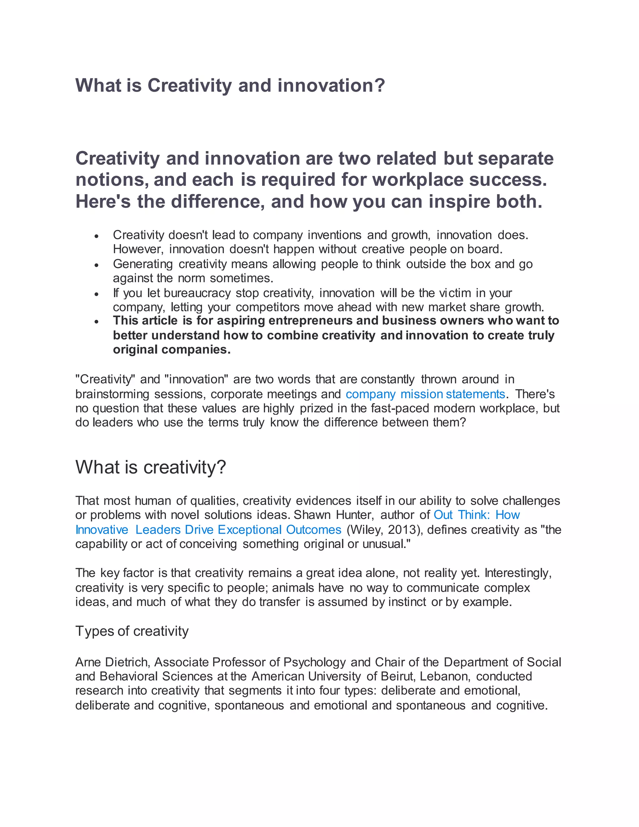 What is Creativity and innovation.docx