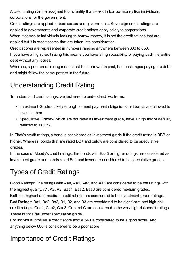 What Is Credit Rating & Why It Is Importance For Borrower? | PDF