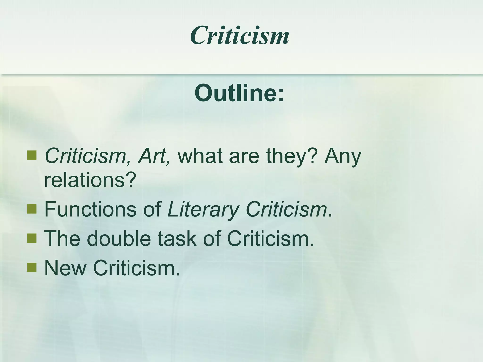 What Is Criticism | PPT
