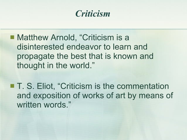 What Is Criticism | PPT | Books and Literature