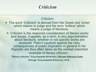 What Is Criticism | PPT