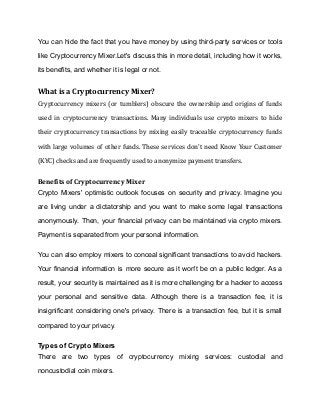 What is Cryptocurrency Mixer and how does it work.pdf