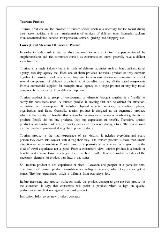 What is Tourism Product?