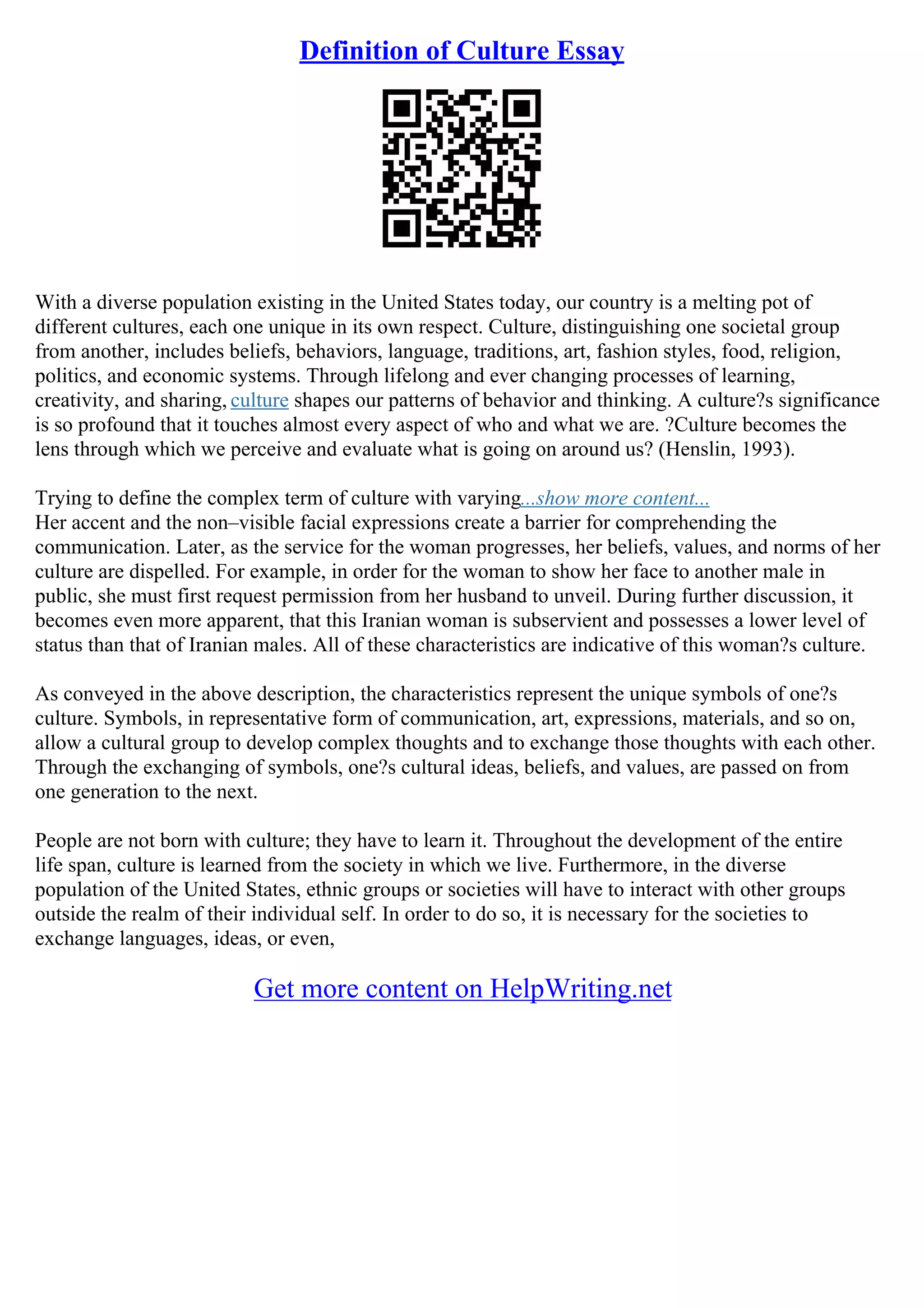 What Is Culture Essay | PDF