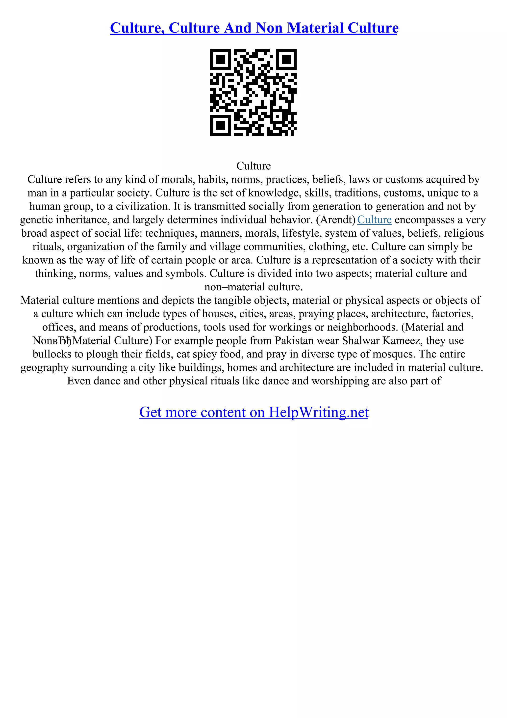 What Is Culture Essay | PDF