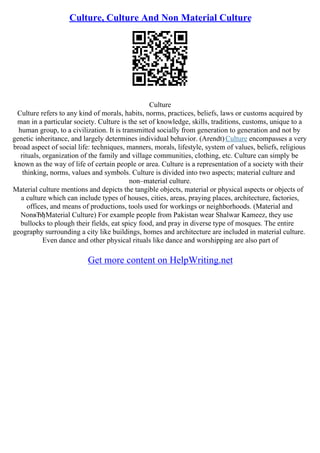 What Is Culture Essay | PDF