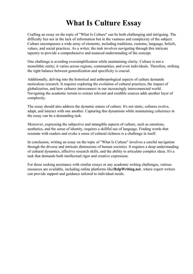 What Is Culture Essay | PDF