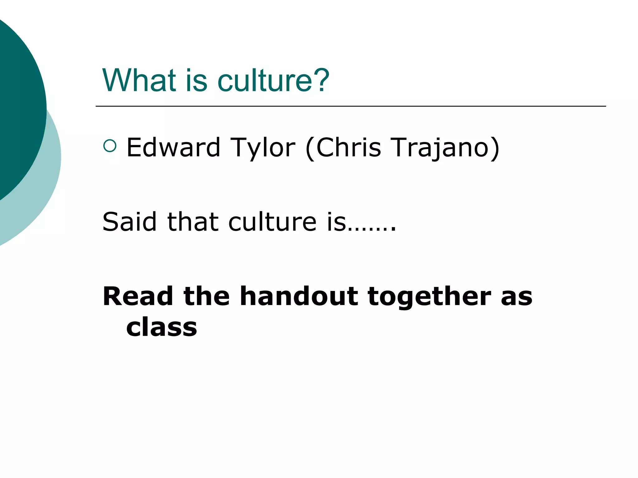 What is culture lesson 1 | PPT