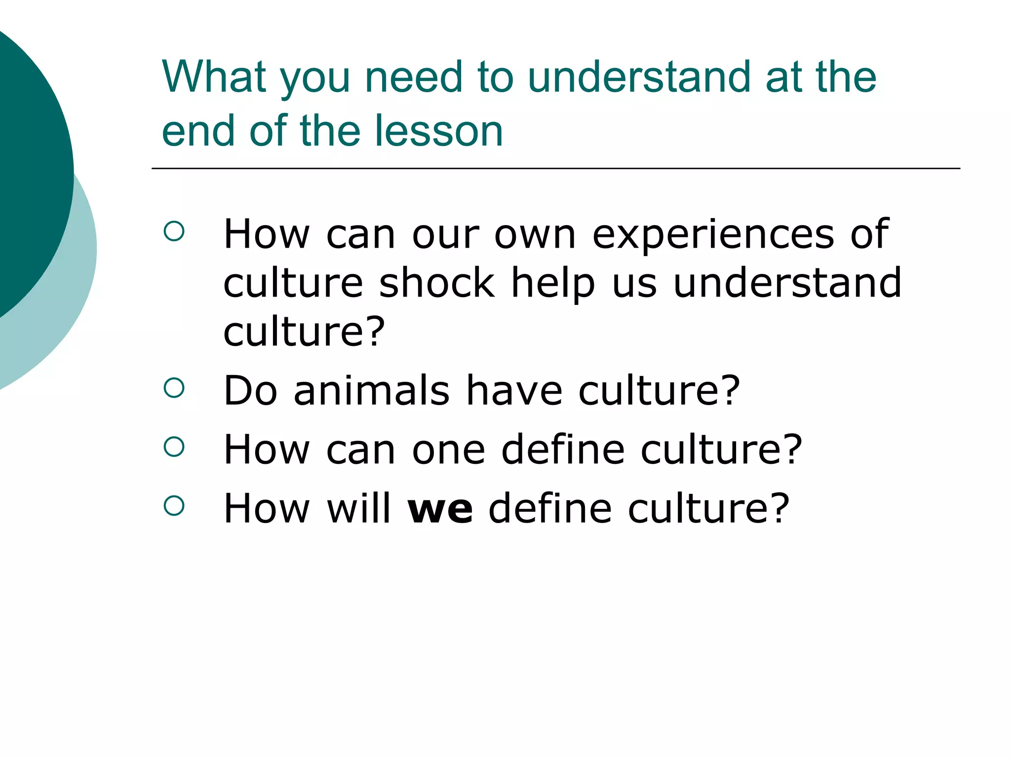 What is culture lesson 1 | PPT