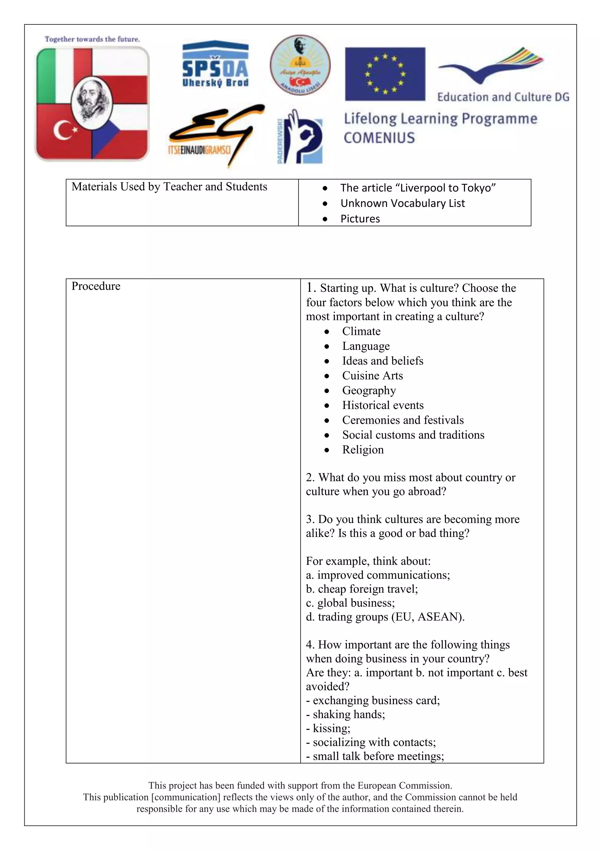 What is culture lesson plan Turkey | PDF