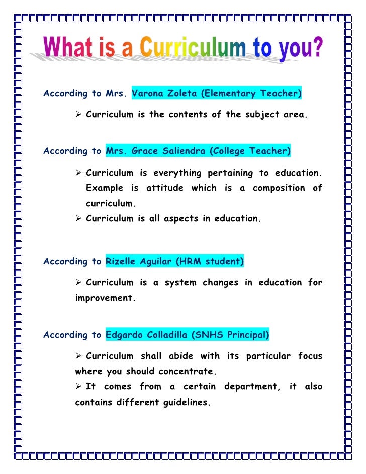 What Is Curriculum To You What Is Curriculum To You