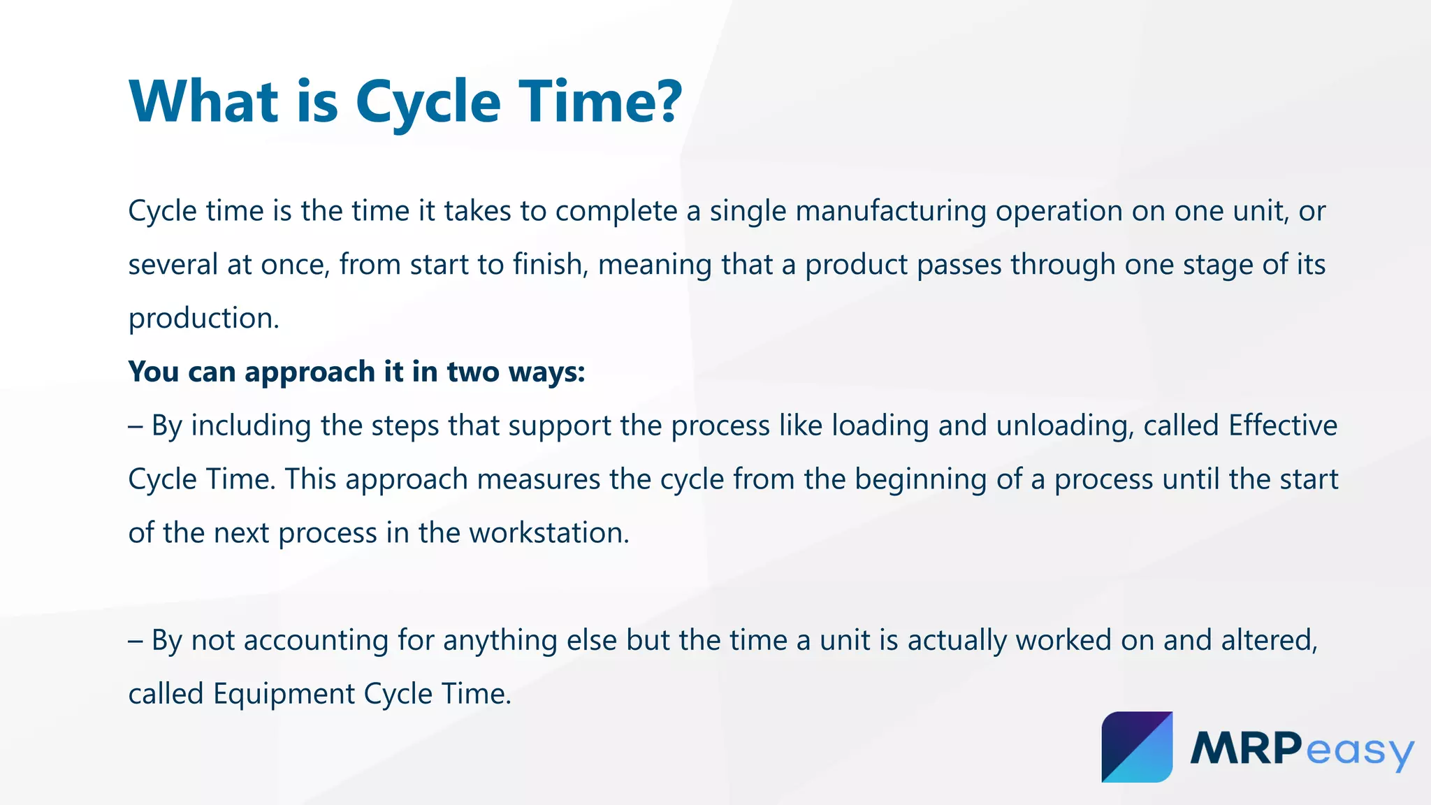 What is cycle time in the manufacturing process | PDF