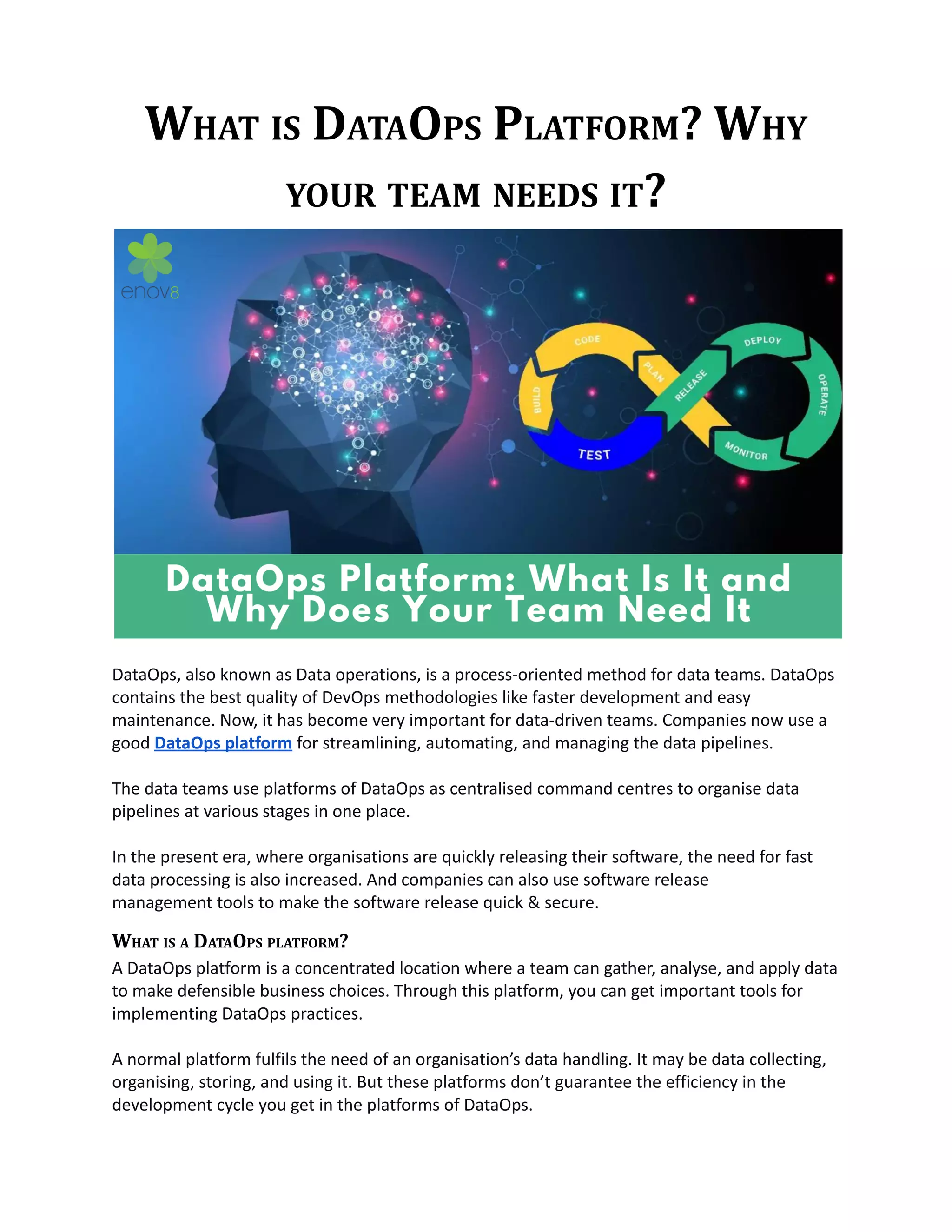 What is DataOps Platform? Why your team needs it? | PDF