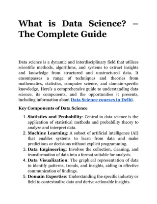 What is Data Science.pdf Data Science courses in Delhi. | PDF