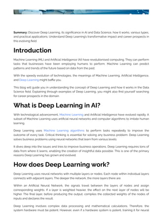What is Deep Learning? A Comprehensive Guide | PDF