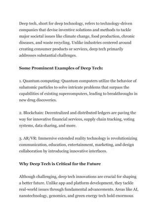 What Is Deep Technology, and How Will It Shape Our Future? | PDF