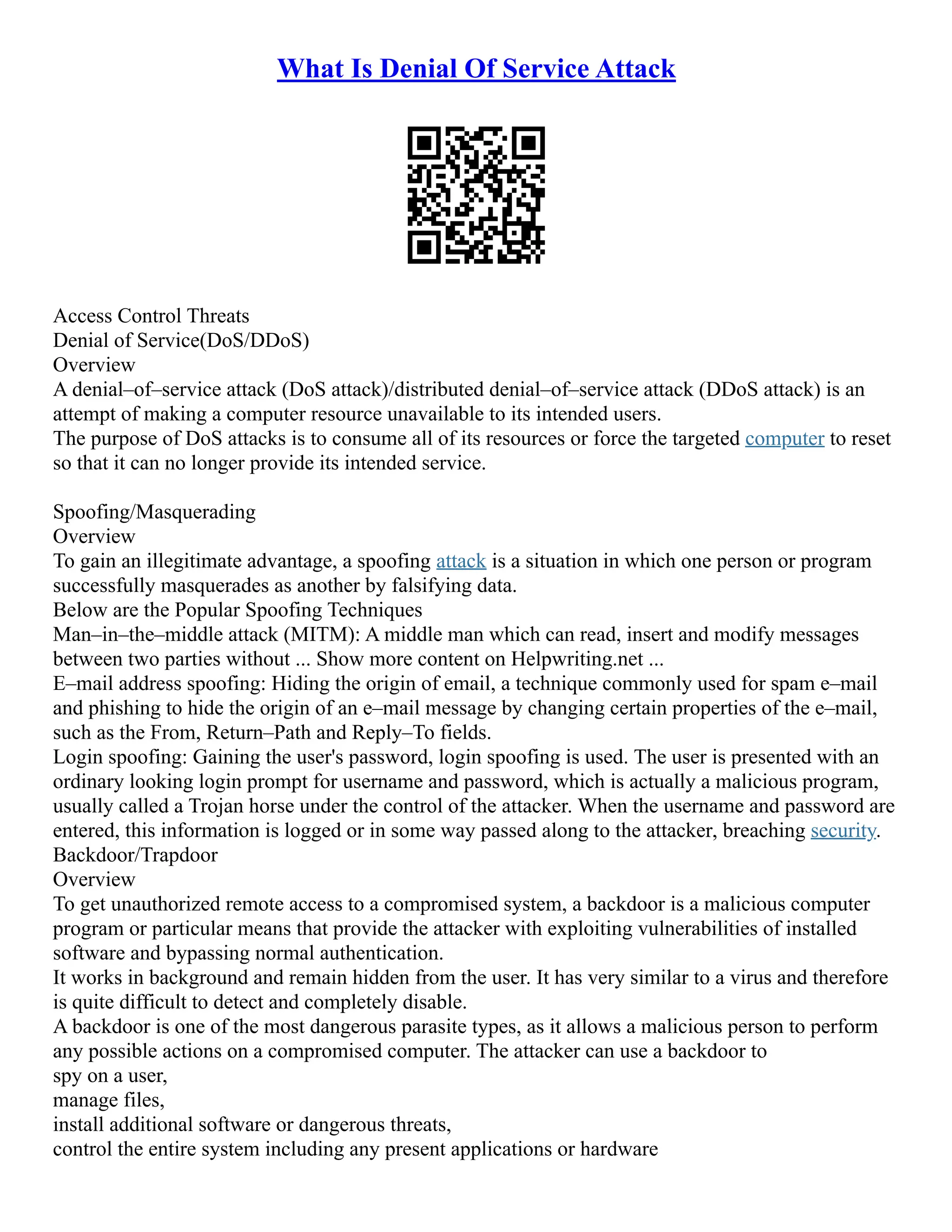 What Is Denial Of Service Attack | PDF | Internet | Computing