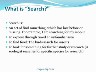 What is difference between search and research | PPTX | Science