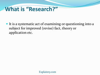 What is difference between search and research | PPTX | Science