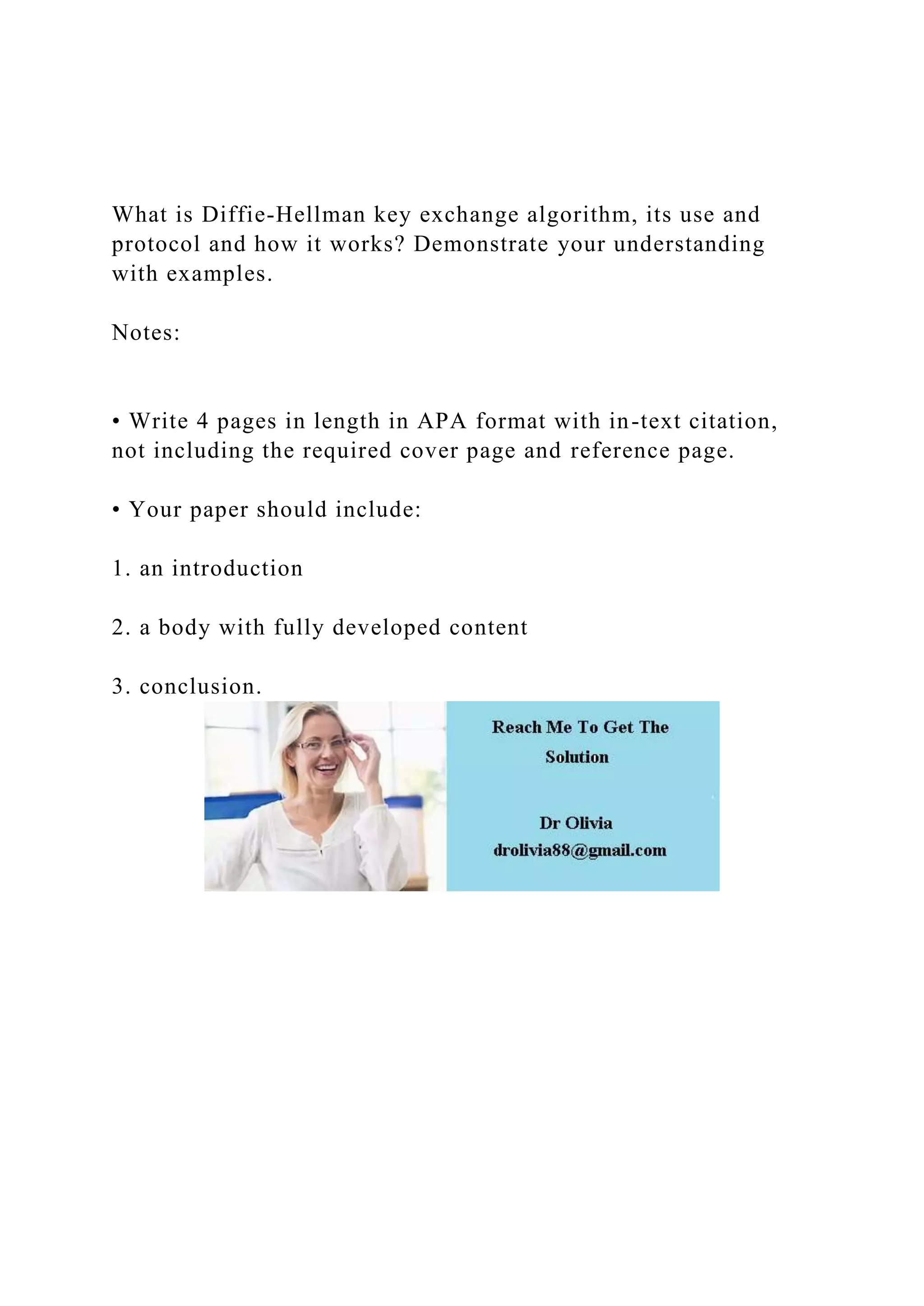 What is Diffie-Hellman key exchange algorithm, its use and proto.docx