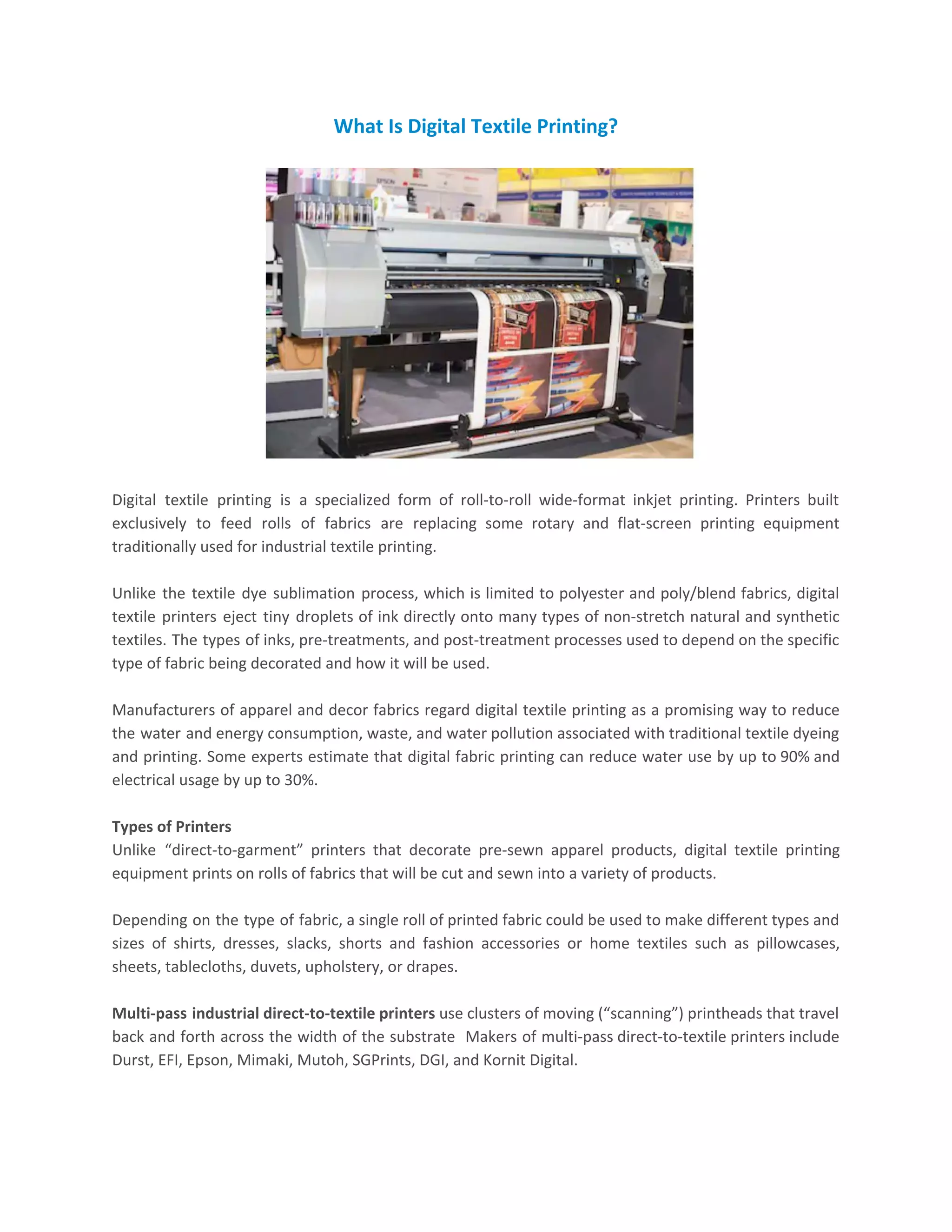 What is digital textile printing | PDF