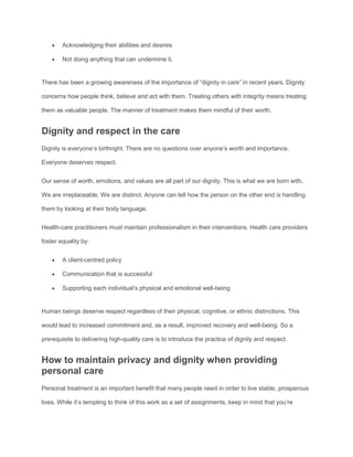 What is dignity in care | PDF