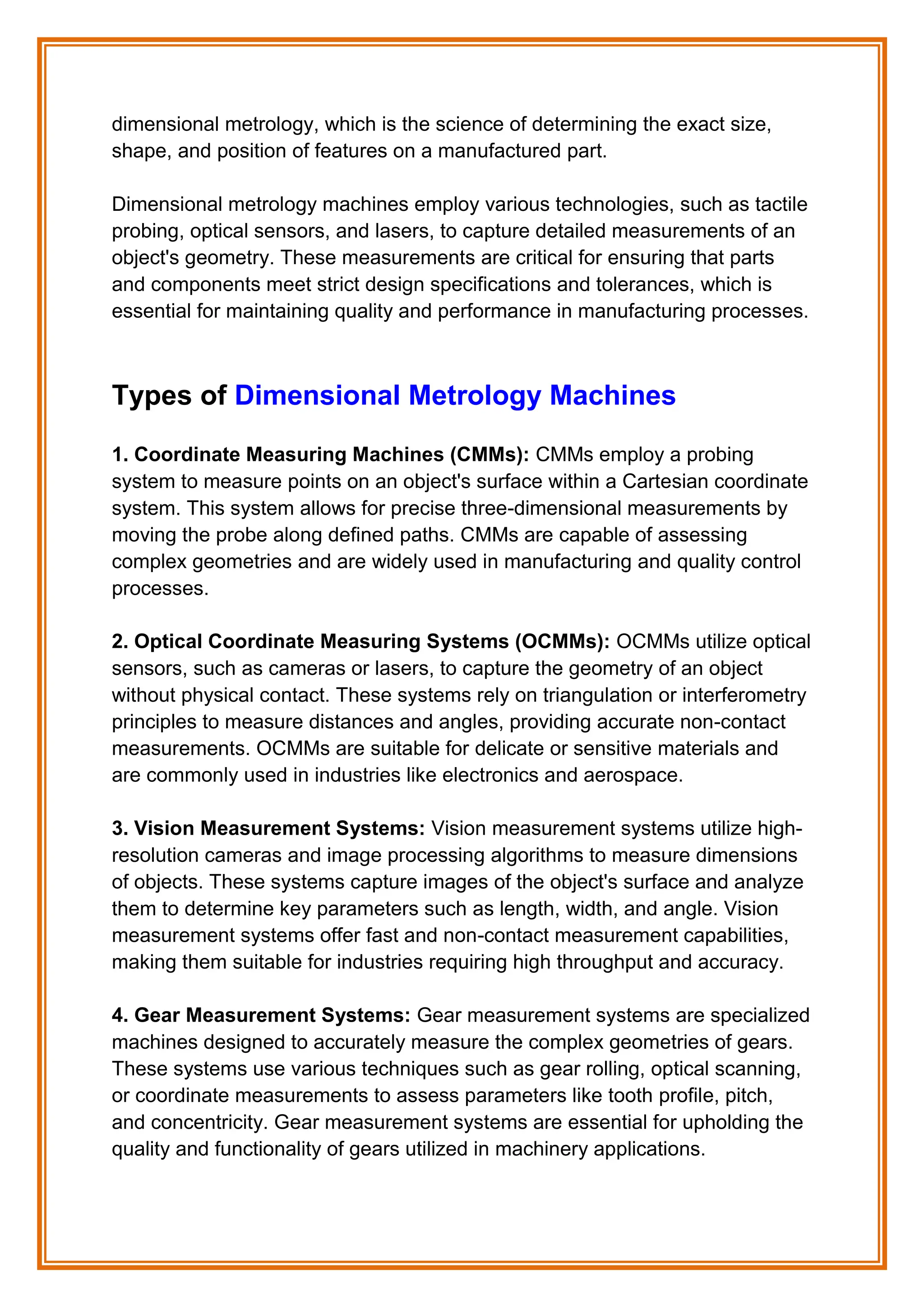 What is Dimensional Metrology? Dimensional Metrology Machine Types.pdf