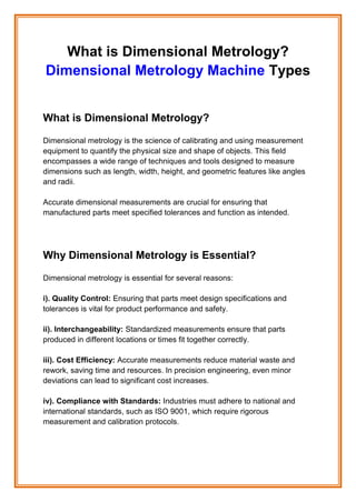 What is Dimensional Metrology? Dimensional Metrology Machine Types.pdf