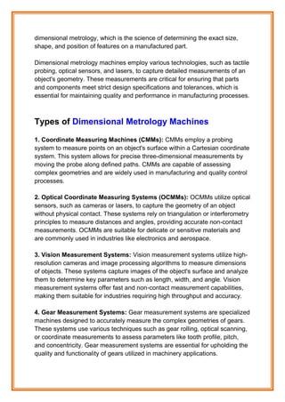 What is Dimensional Metrology? Dimensional Metrology Machine Types.pdf