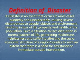 what is disaster, types, man made, natural etc | PPTX