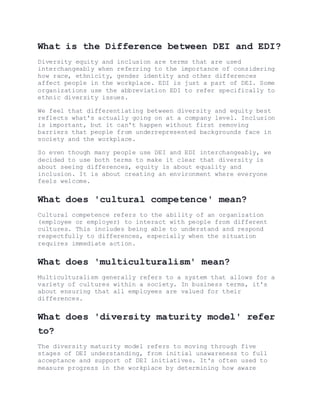 What is diversity equity and inclusion? | DOCX