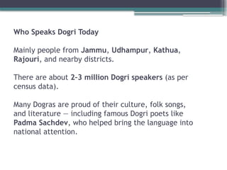 Is the Dogri language losing resonance in India? | PPTX